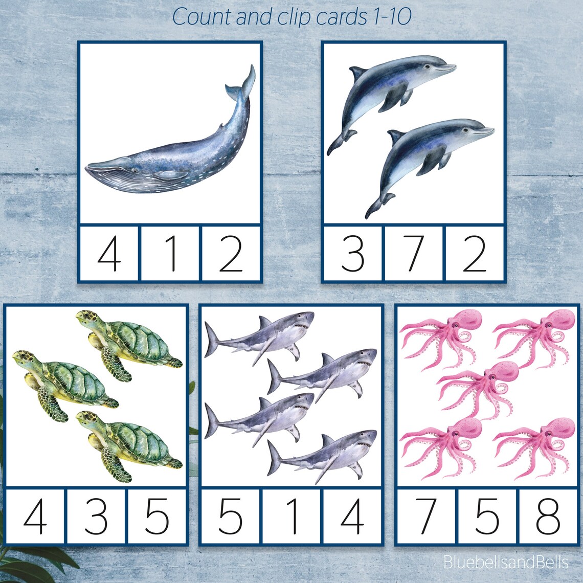 Ocean Animal Count and Clip Cards 1-10. Montessori Printable. - Etsy