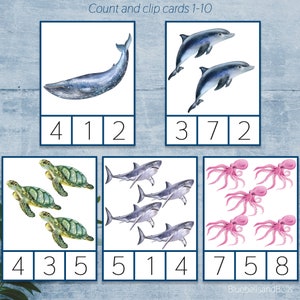 Ocean Animal Count and Clip Cards 1-10. Montessori Printable. - Etsy