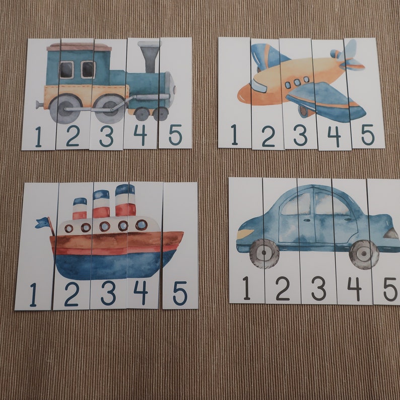 Toddler Puzzle Transport Number Sequnece 1-5. Printable | Etsy