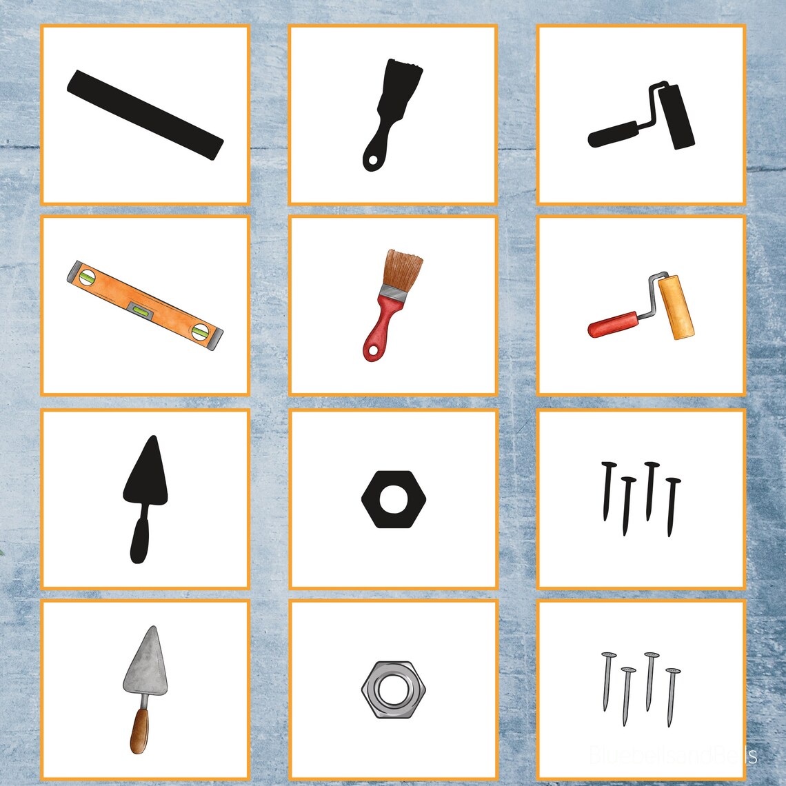 Tools Shadow Matching Cards. Montessori Toddler Printable. - Etsy