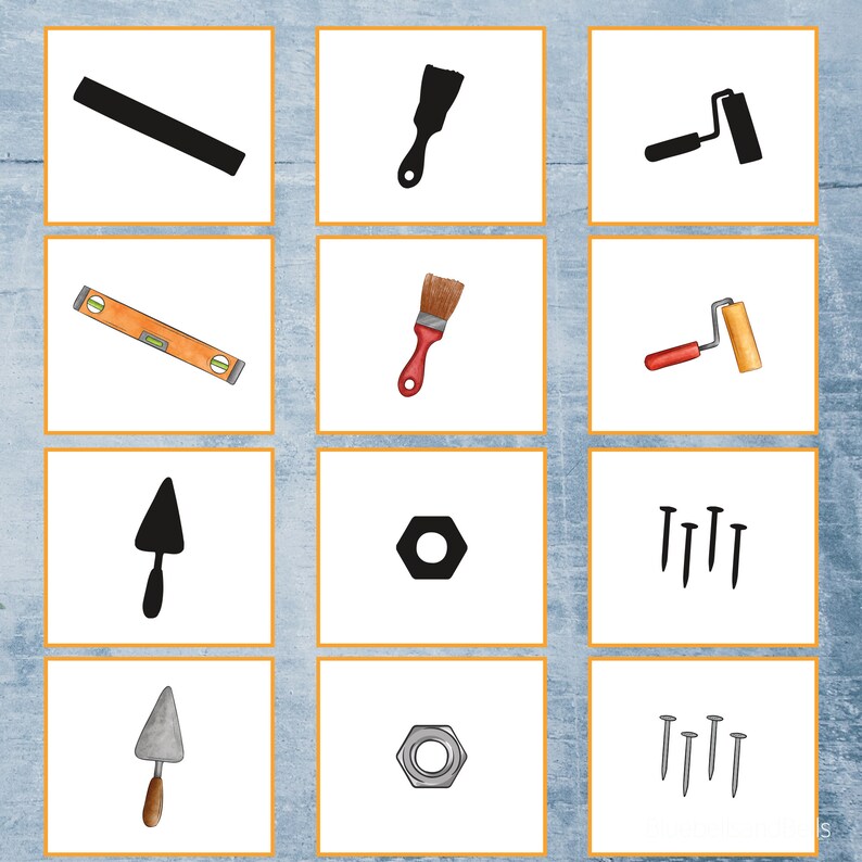 Tools Shadow Matching Cards. Montessori Toddler Printable. - Etsy