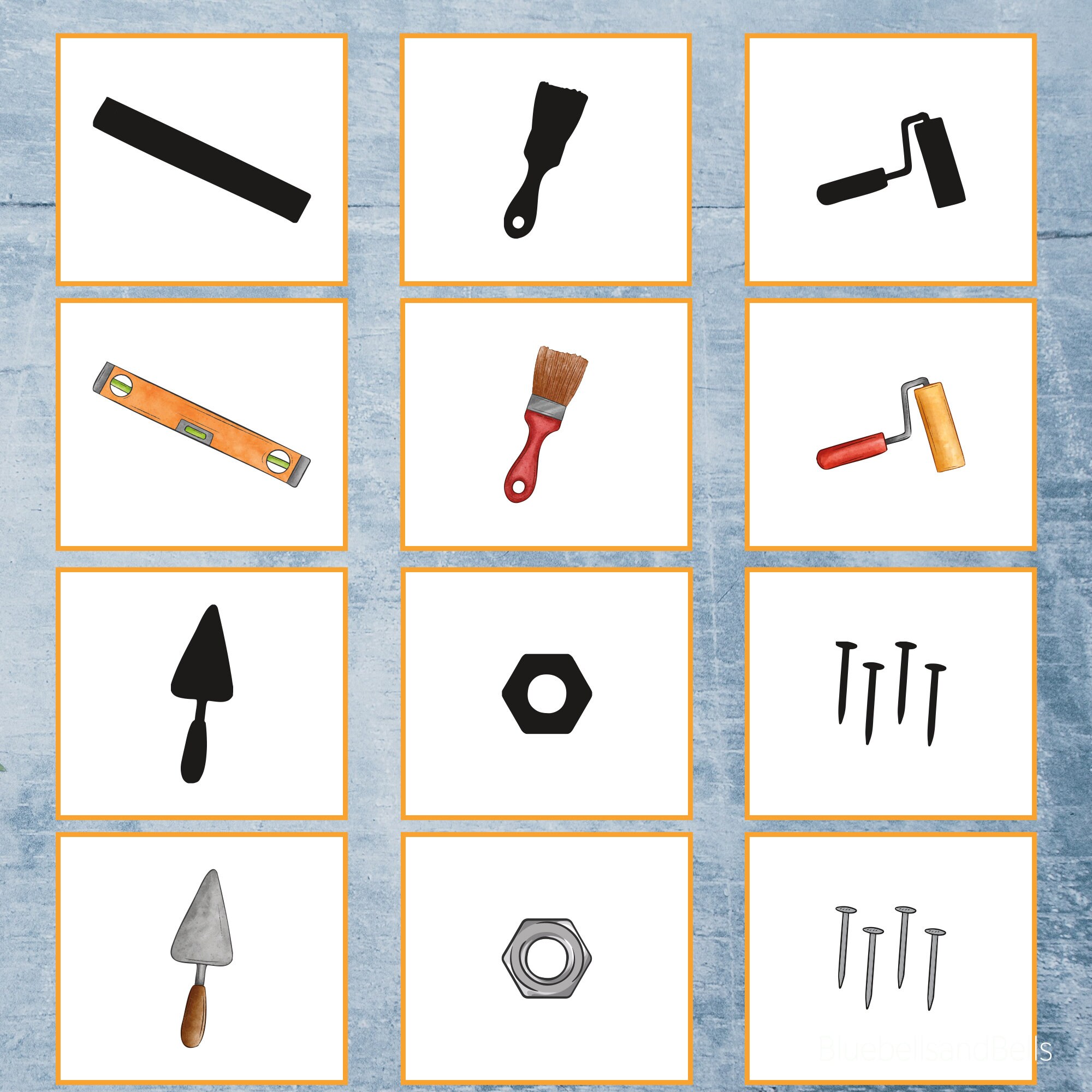 Tools Shadow Matching Cards. Montessori Toddler Printable. - Etsy