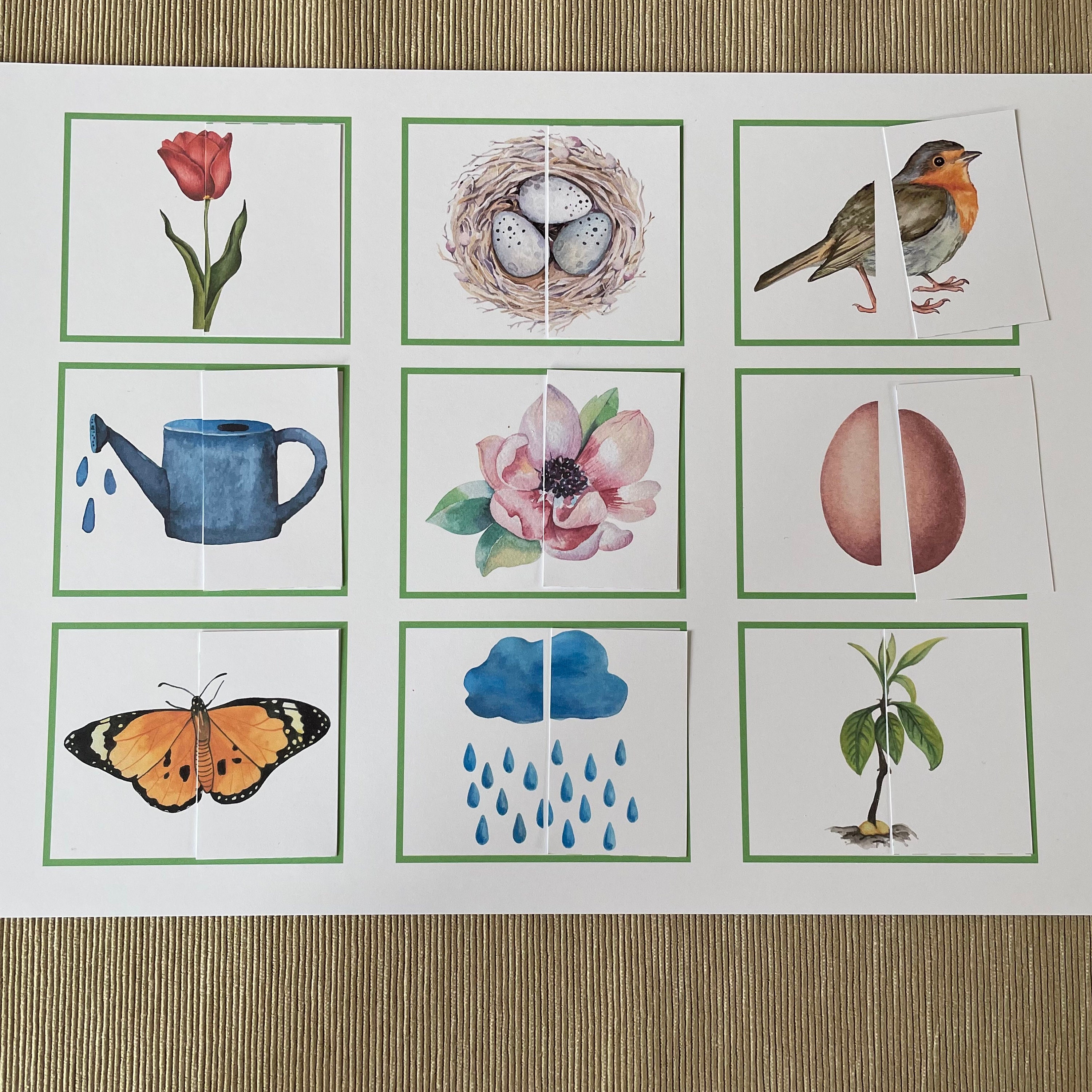 Montessori Spring Printable Puzzle Halves Matching. Toddler Busy Book ...