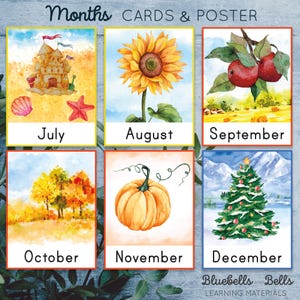 Months of the Year Cards and Poster. Digital Download. - Etsy