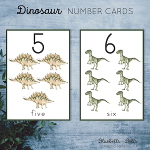 Dinosaur Counting Cards. Printable Dino Number Flash Cards. Preschool ...