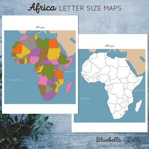 Africa Maps and Cards. Montessori Continent Study Printable. - Etsy