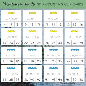 Montessori Bead Bar Skip Counting Clip Cards. Multiplication ...
