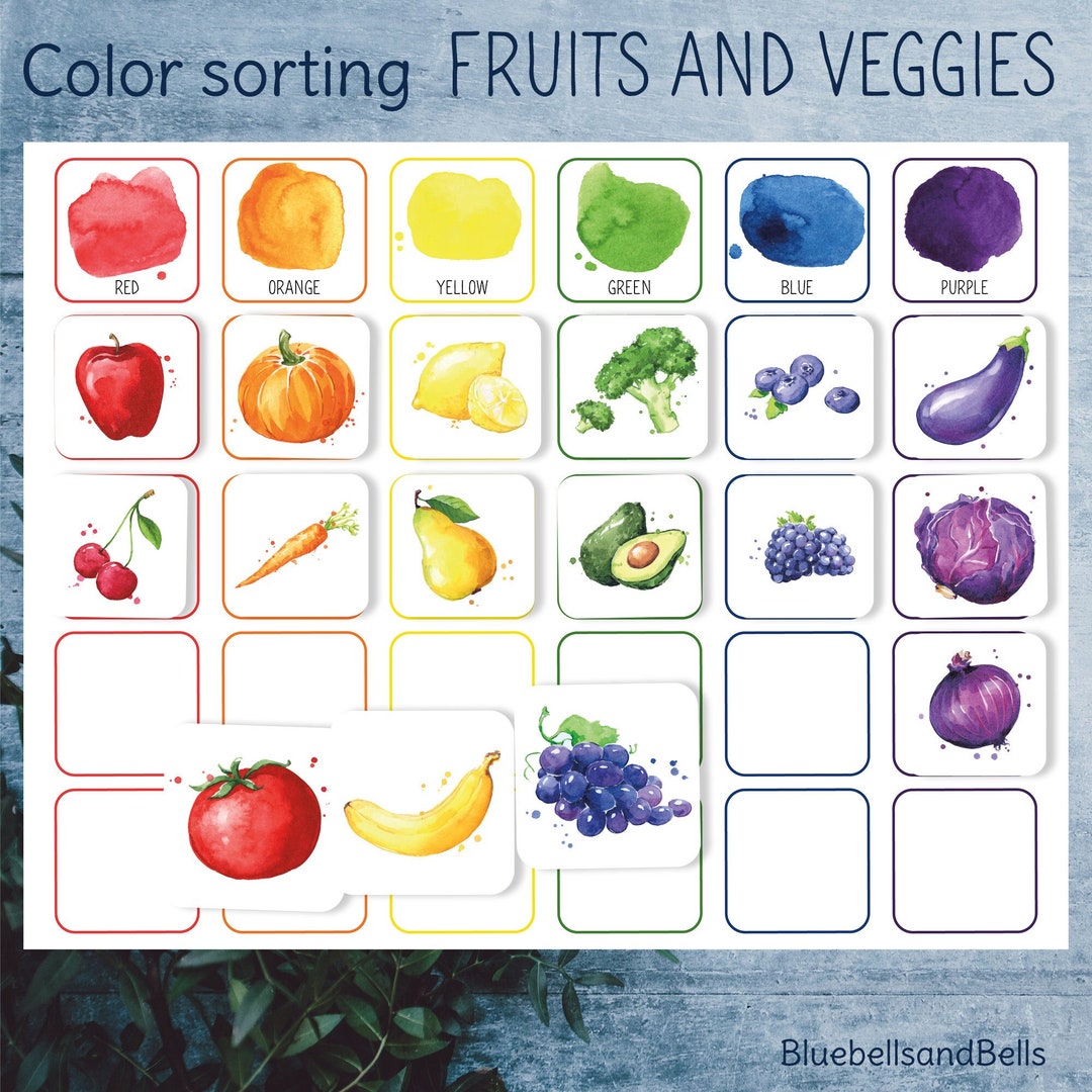 Color Matching Printable Fruits and Veggies. Toddler Sorting Activity ...