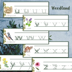 Alphabet Tracing Strips Woodland Lowercase. Handwriting Activity for ...