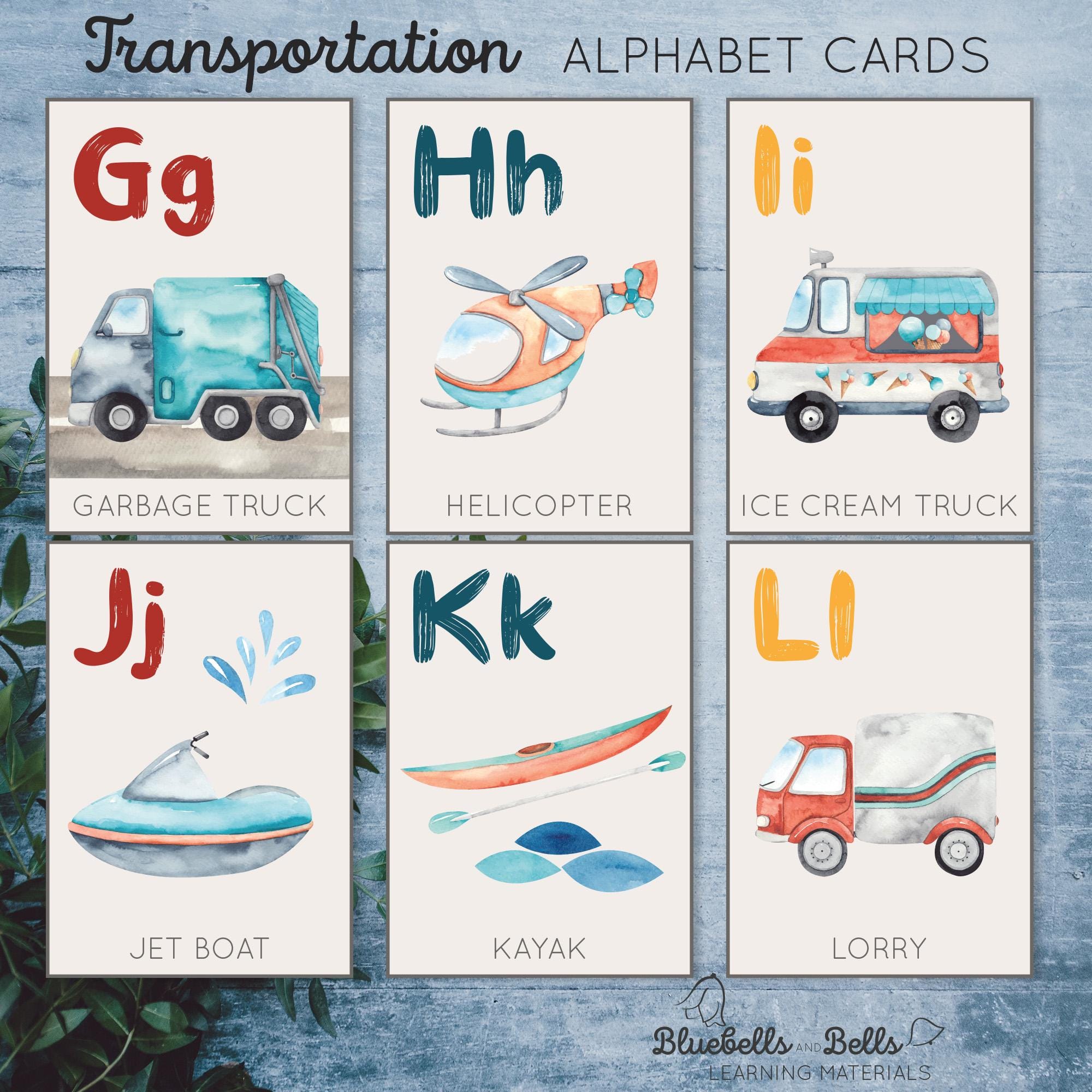 Transportation Alphabet Cards. Toddler Letter Printable. Preschool ...