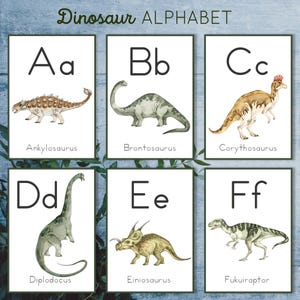 Dinosaur Alphabet Flashcards. Watercolor Letter Cards. Kids Printable ...