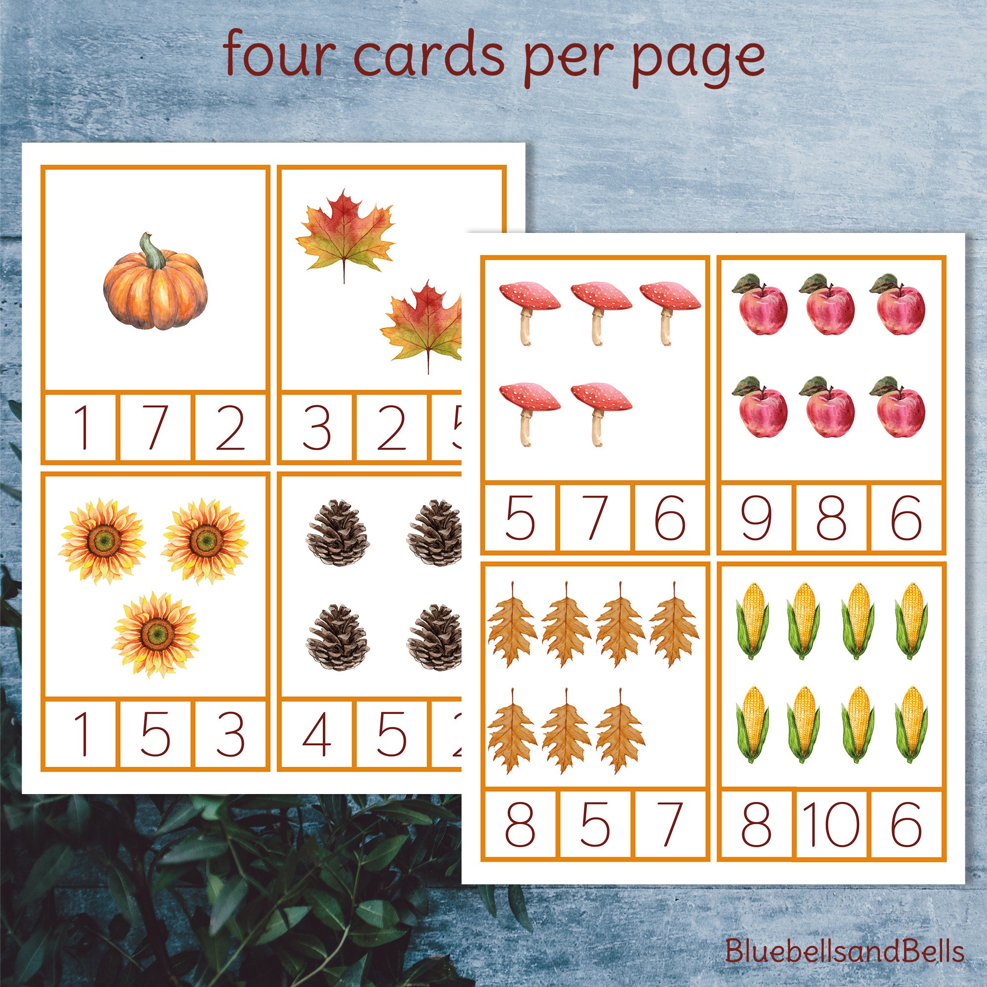 Autumn Preschool Printable Count and Clip Cards 1-10. - Etsy UK