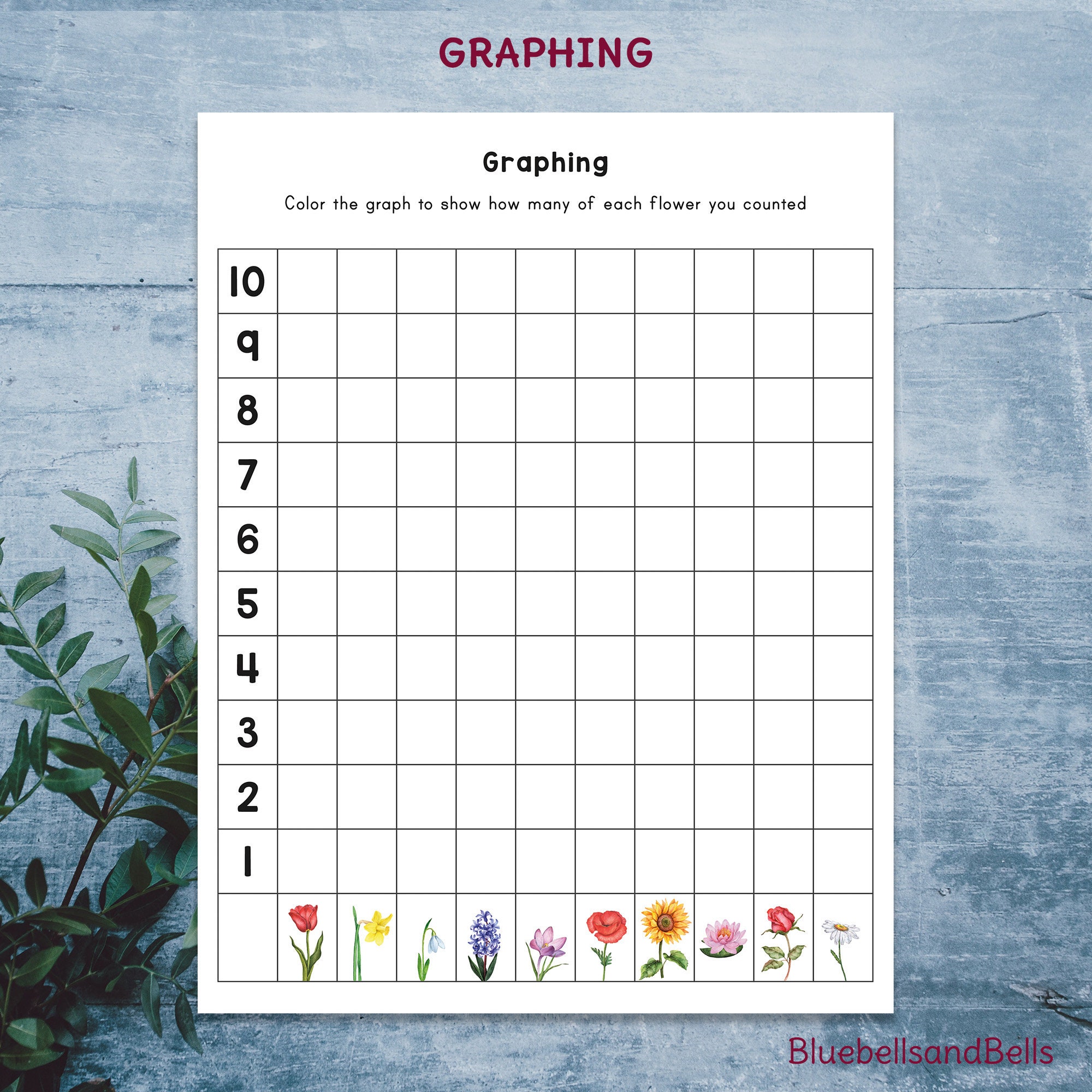 Graphing Printable Flowers. Preschool and Kindergarten Math - Etsy