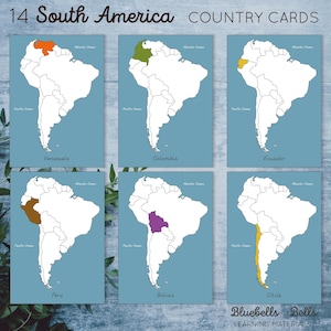 South America Montessori Maps and Country Cards. Continent Study ...