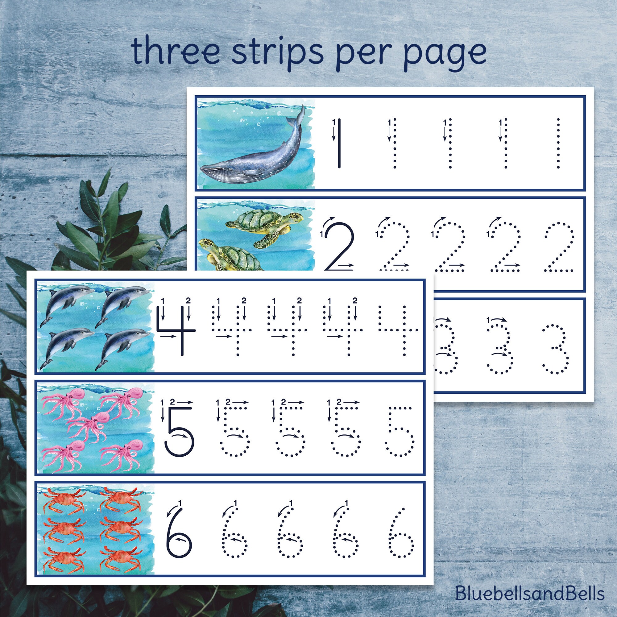 Ocean Number Tracing Printable. Preschool and Kindergarten - Etsy UK