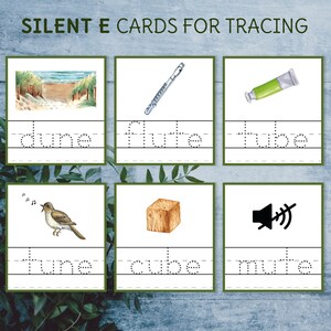Magic E Cards for Tracing. Montessori Green Series Printable. - Etsy