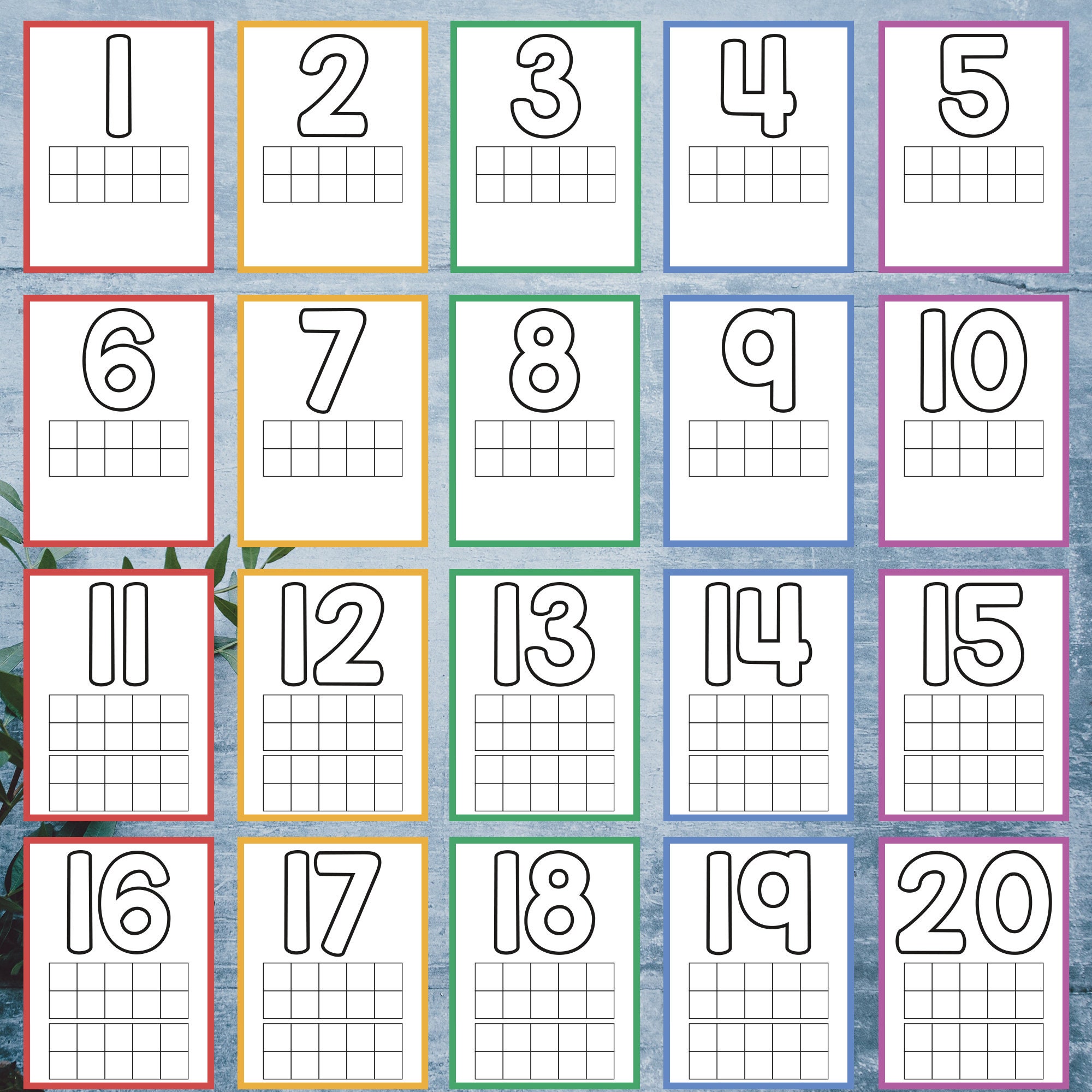 Ten Frames Flash Cards Playdough Mats Count and Clip Cards. - Etsy