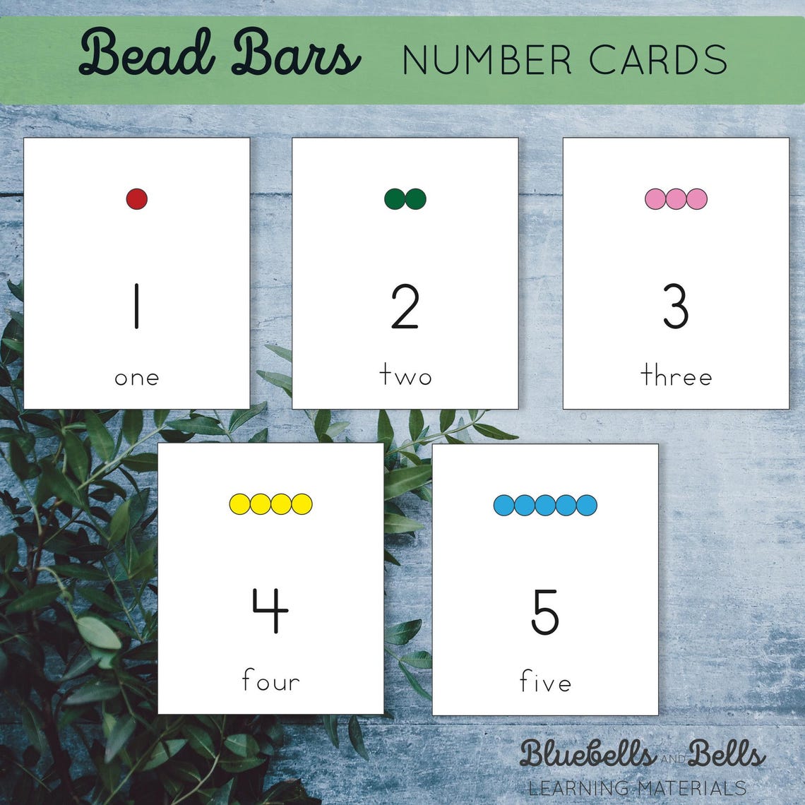 Montessori Beads Number Flash Cards. Math Preschool Printable Counting ...
