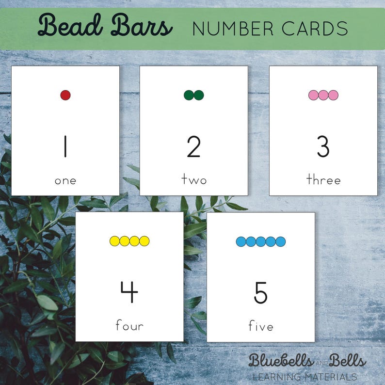Montessori Beads Number Flash Cards. Math Preschool Printable Counting ...