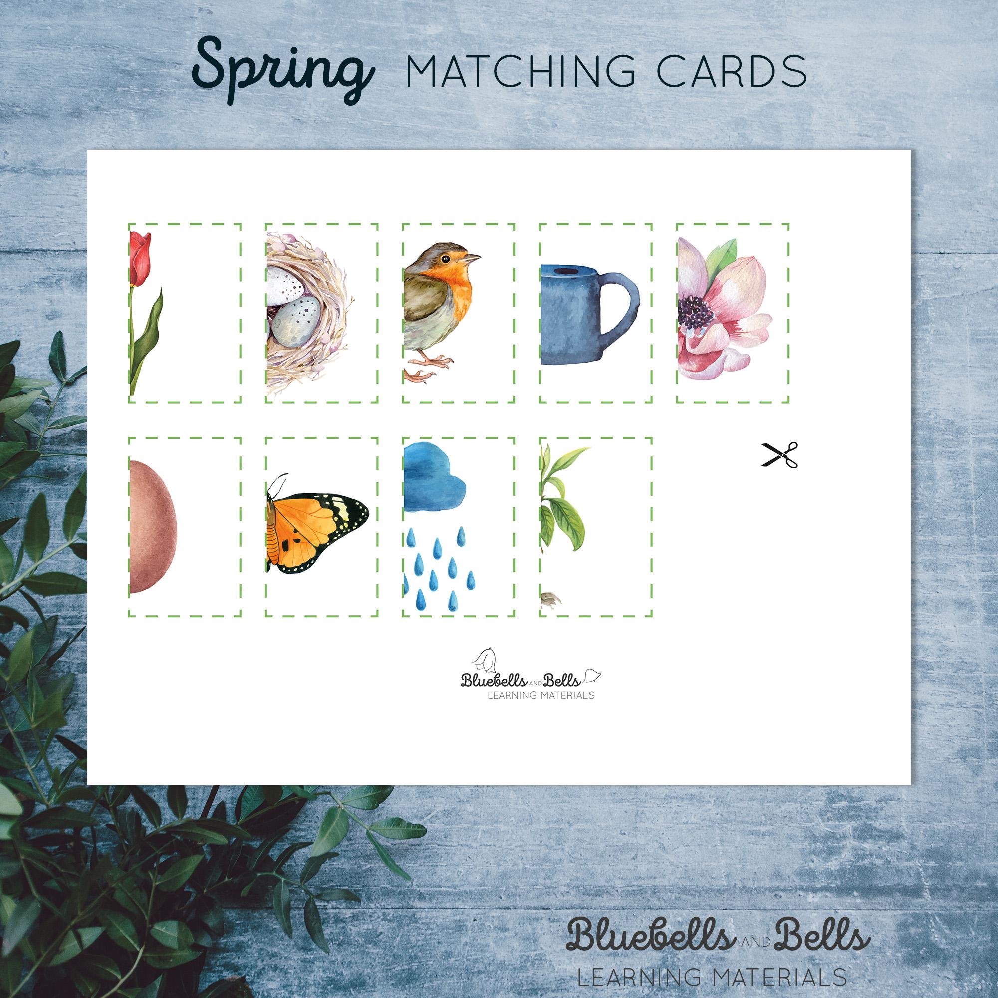 Montessori Spring Printable Puzzle Halves Matching. Toddler Busy Book ...