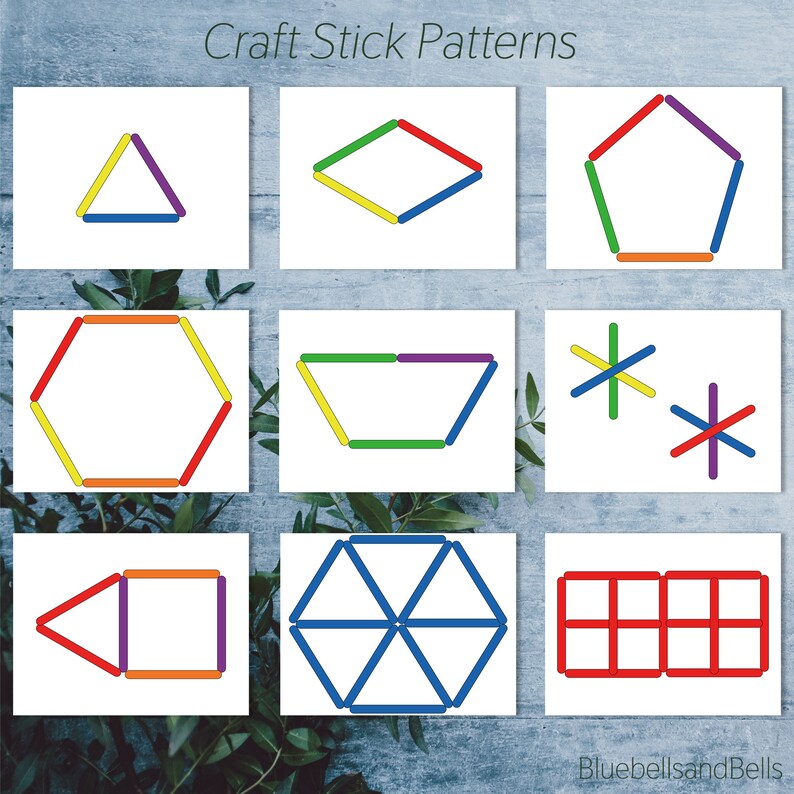 Craft Stick Patterns. Preschool Shape Matching Game. - Etsy
