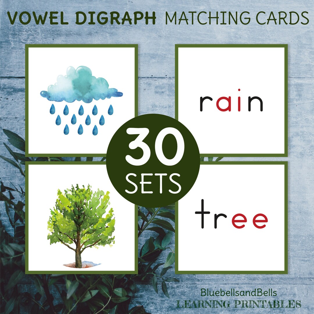 Montessori Printable Digraph Cards for Matching Activity. - Etsy