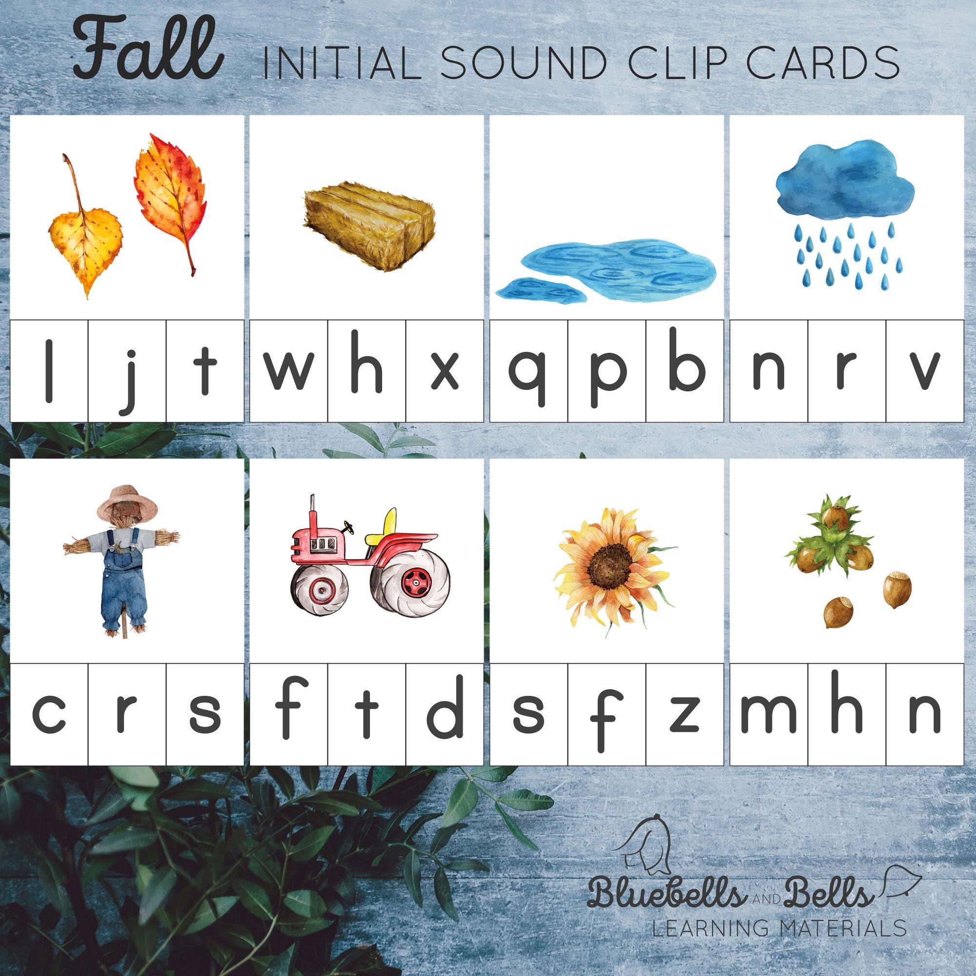 Autumn Phonics Clip Cards. Montessori Fall Printable. - Etsy