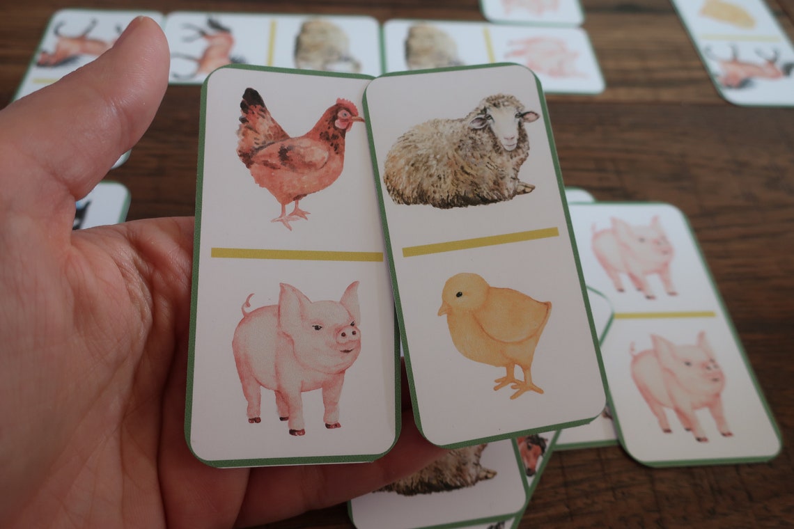 Farm Animal Dominoes. Kids Printable Tile Game. - Etsy
