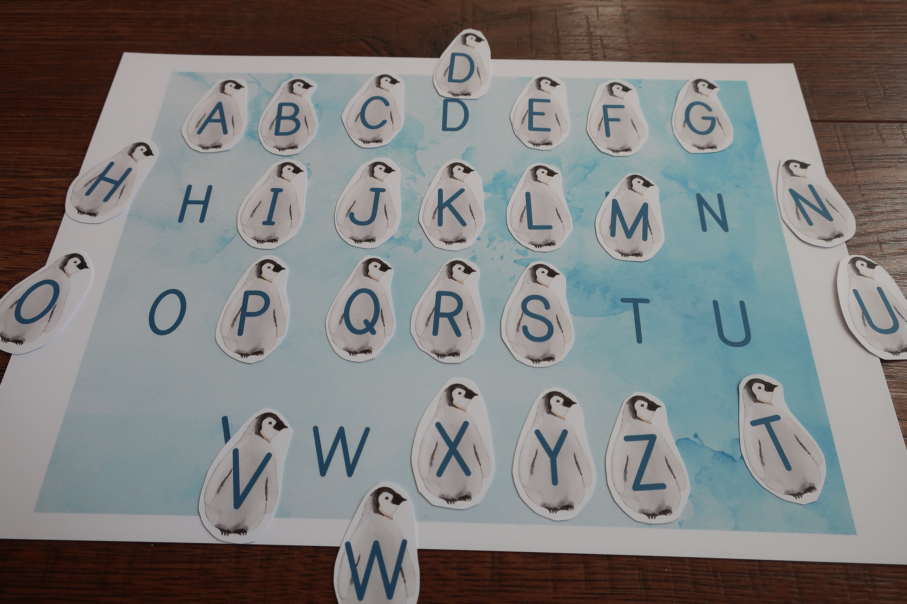 Penguin printable letter matching. Montessori winter preschool | Etsy