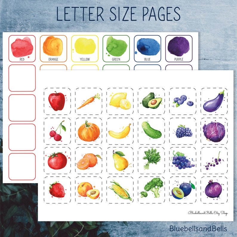 Color Matching Printable Fruits and Veggies. Toddler Sorting - Etsy