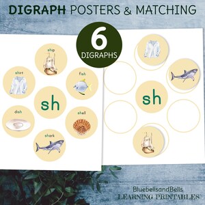 Digraph Posters. Phonics Printable Matching Activity. - Etsy
