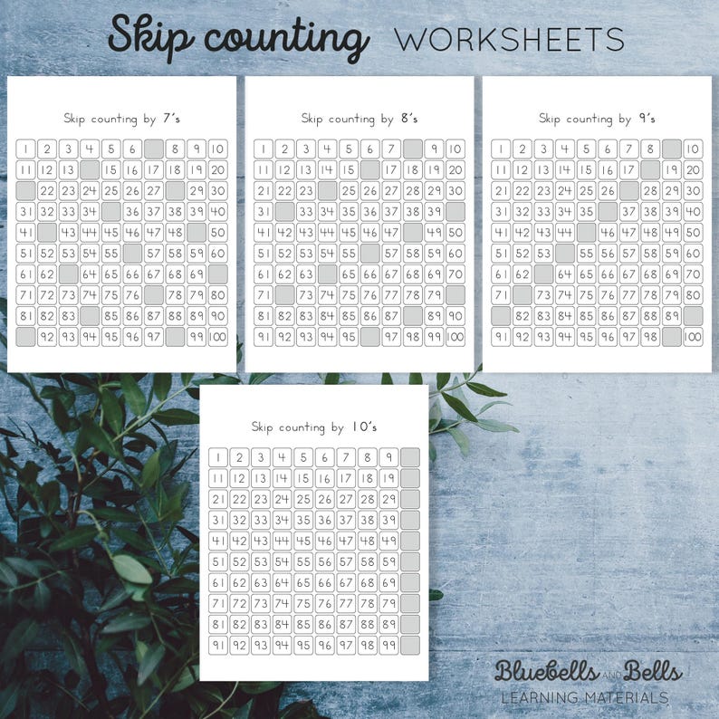 Skip Counting Charts and Worksheets. Kindergarten and 1st Grade Math ...