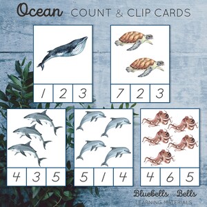 Ocean Animal Count and Clip Cards 1-10. Montessori Printable. - Etsy