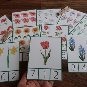 Flower Preschool Printable Count and Clip Cards 1-10. Montessori Spring ...