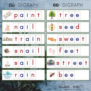 Montessori Moveable Alphabet Printable Vowel Digraph Cards for Letter ...