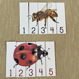 Insects Puzzle Number Sequence 1-5. Toddler Montessori Printable Busy ...