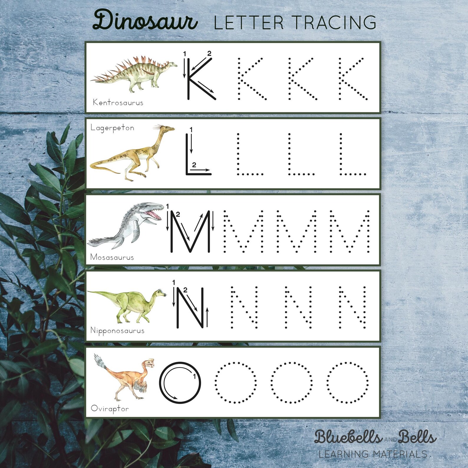 Dinosaur Alphabet Cards Tracing Letters. Preschool Montessori ...