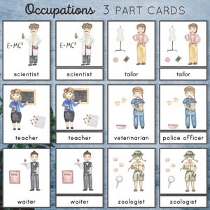 Occupations 3 Part Cards. Montessori Printable Professions Nomenclature ...