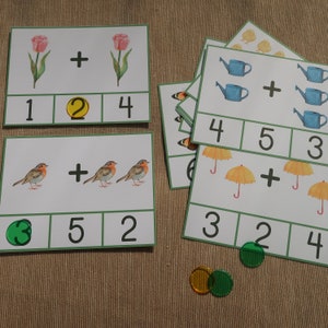 Montessori Spring Printable Addition Clip Cards. Preschool and ...