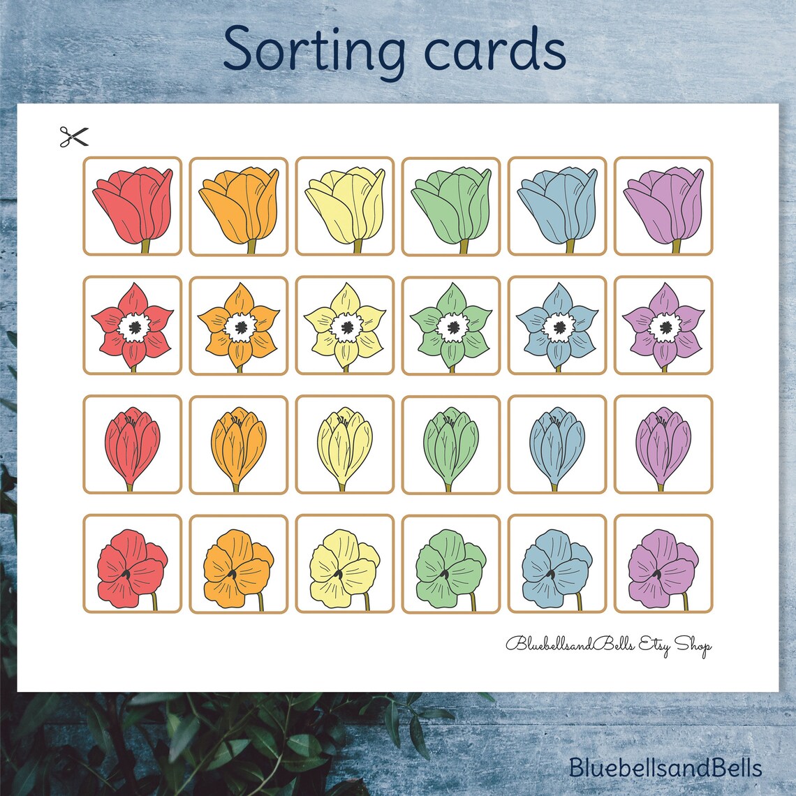 Spring Flower Color Sorting Printable. Montessori Matching - Etsy