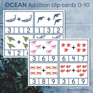 Ocean Addition Clip Cards. Montessori Math Printable. Preschool and ...