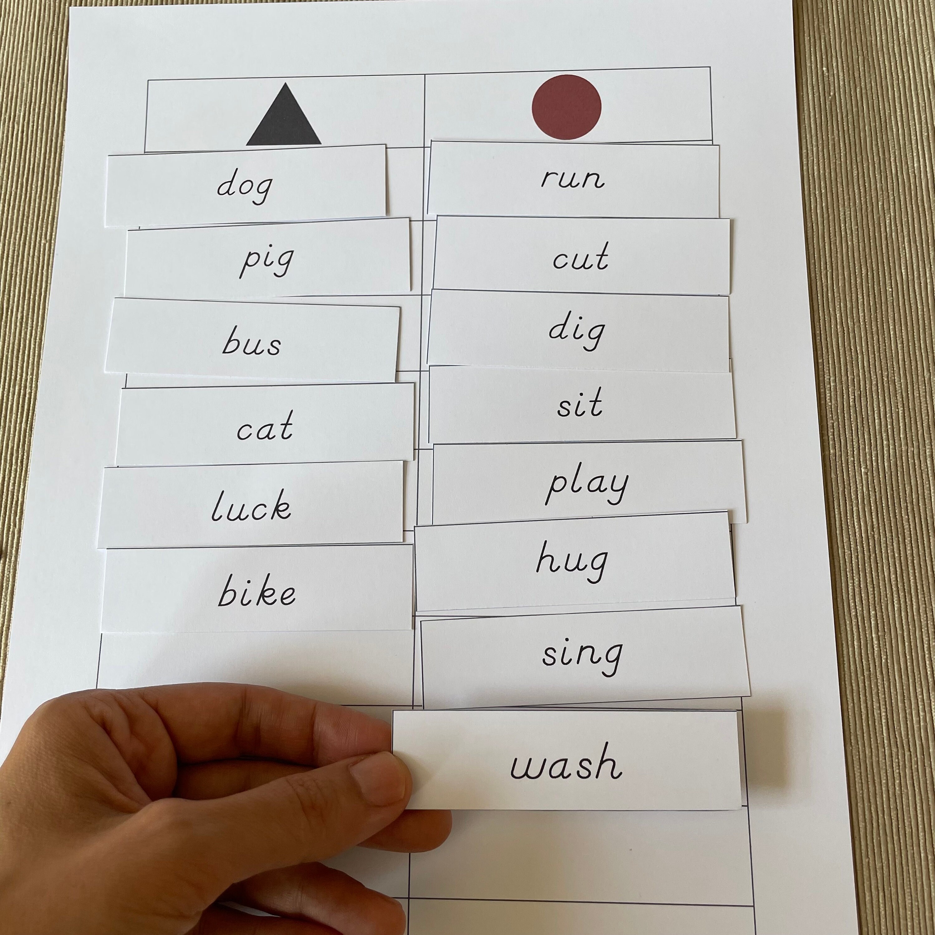 Montessori Parts of Speech Noun and Verb Sorting Activity. - Etsy Canada
