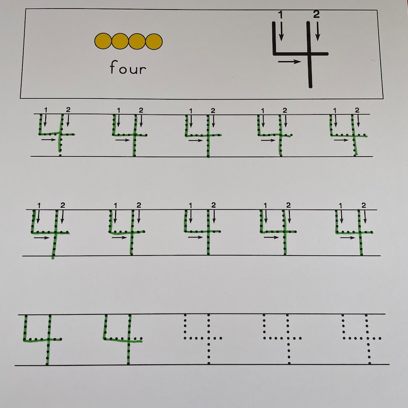 Montessori Bead Stair Number Tracing Worksheets. Kindergarten - Etsy