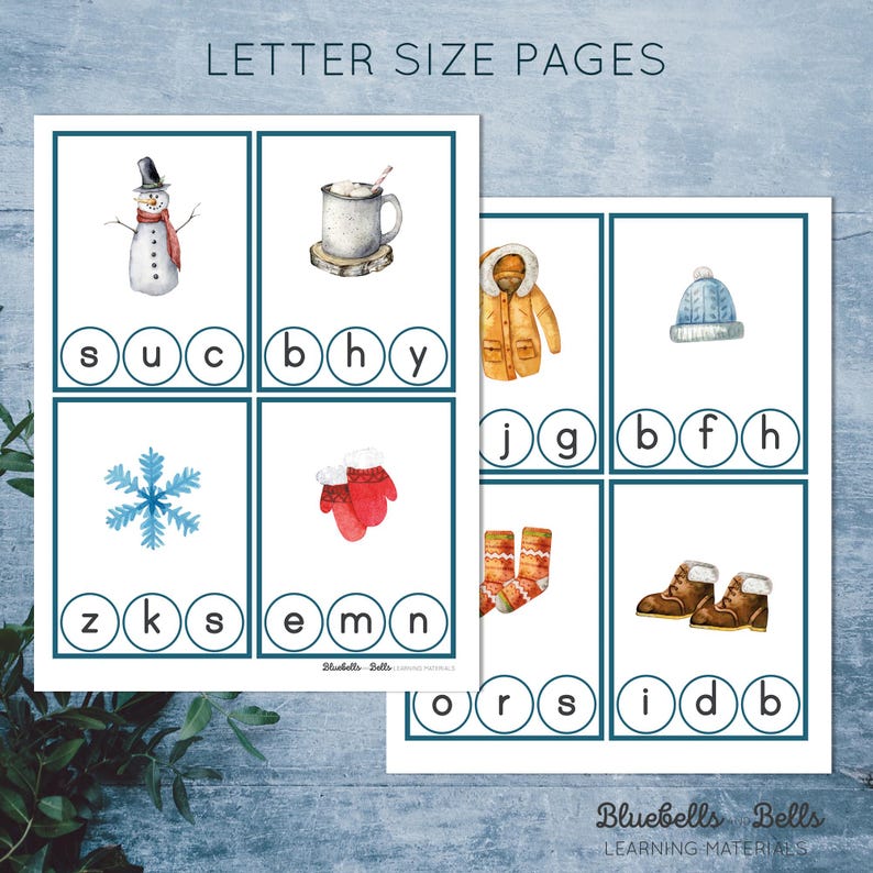 Winter Montessori Printable Phonics Clip Cards. Beginning Sound ...