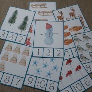 Winter Preschool Printable Count and Clip Cards. Christmas Kids ...
