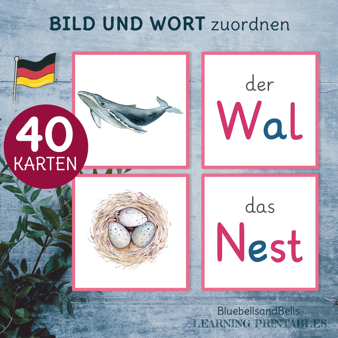 Montessori Lesen Bild Und Wort Zuordnen. Sprachmaterial Kinder. - Etsy