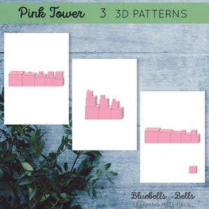 Pink Tower Printable Patterns, Matching Cards and Chart. Montessori ...