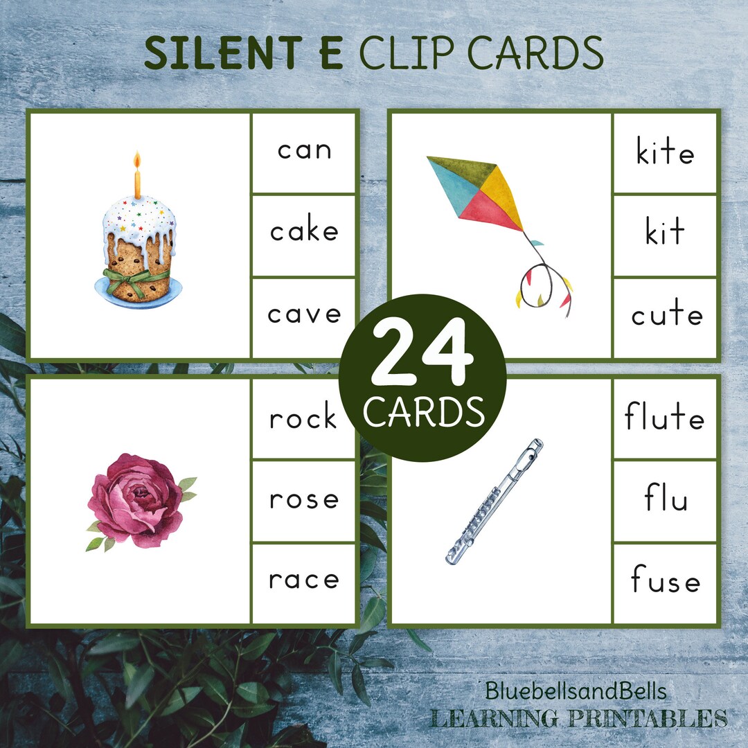 Magic E Clip Cards. Montessori Green Series Reading Printable. - Etsy