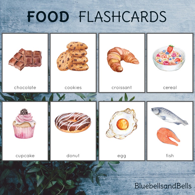 Food Flash Cards Printable. Vocabulary Preschool and Kindergarten ...
