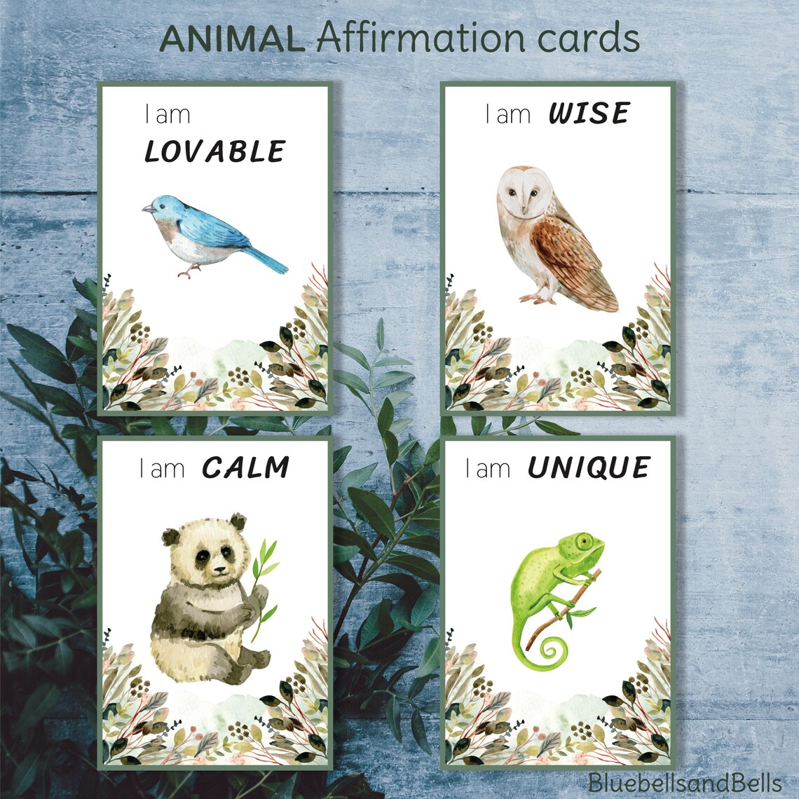 Animal Positive Affirmations Cards. Watercolor Kids Printable - Etsy